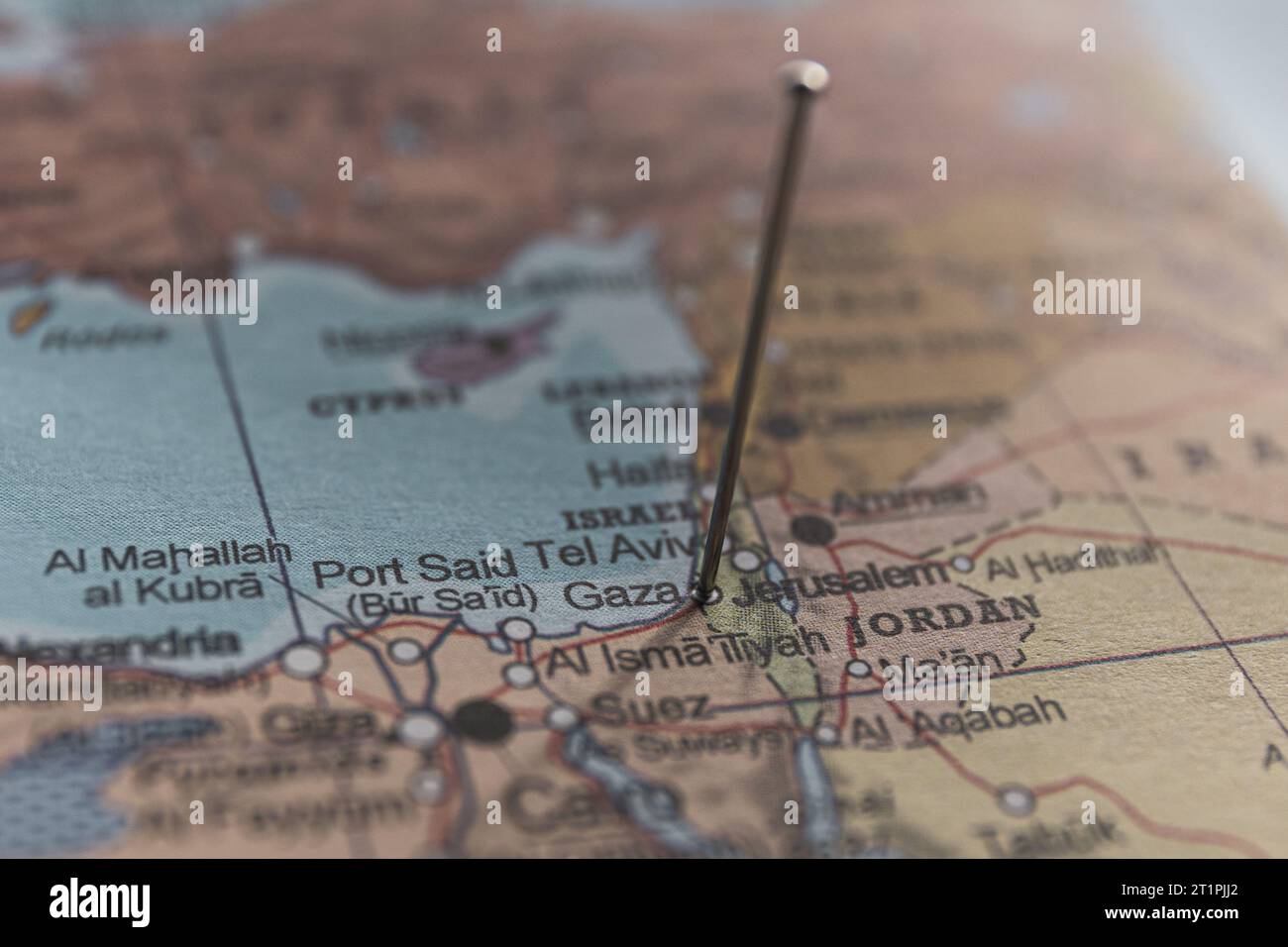 Gaza sur la carte Israël une Palestine sur la carte géopolitique. Bande ...