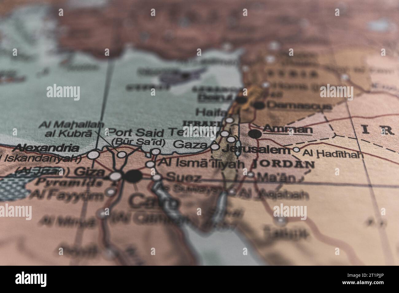 Gaza sur la carte Israël une Palestine sur la carte géopolitique. Bande ...