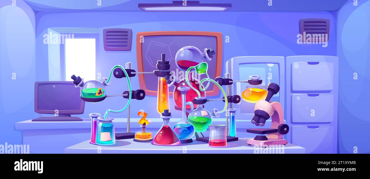 Intérieur de laboratoire chimique avec microscope. Illustration de ...