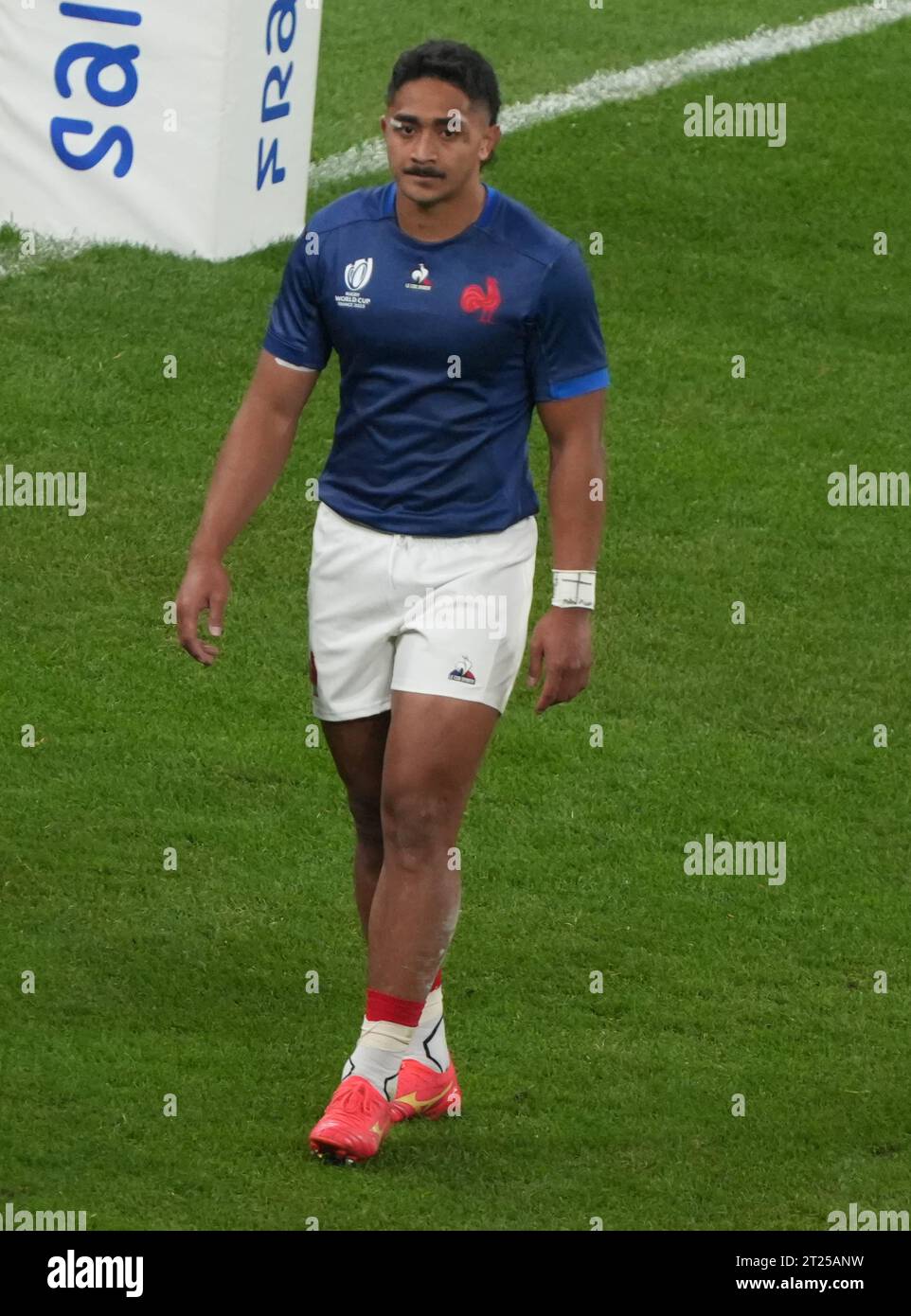 Peato Mauvaka de France lors de la coupe du monde 2023, match de rugby à XV en quart de finale ...