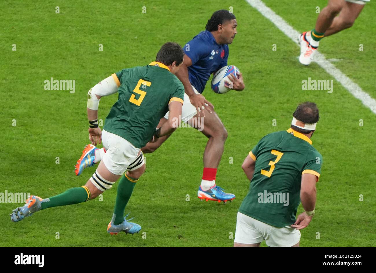 Peato Mauvaka de France lors de la coupe du monde 2023, match de rugby à XV en quart de finale ...