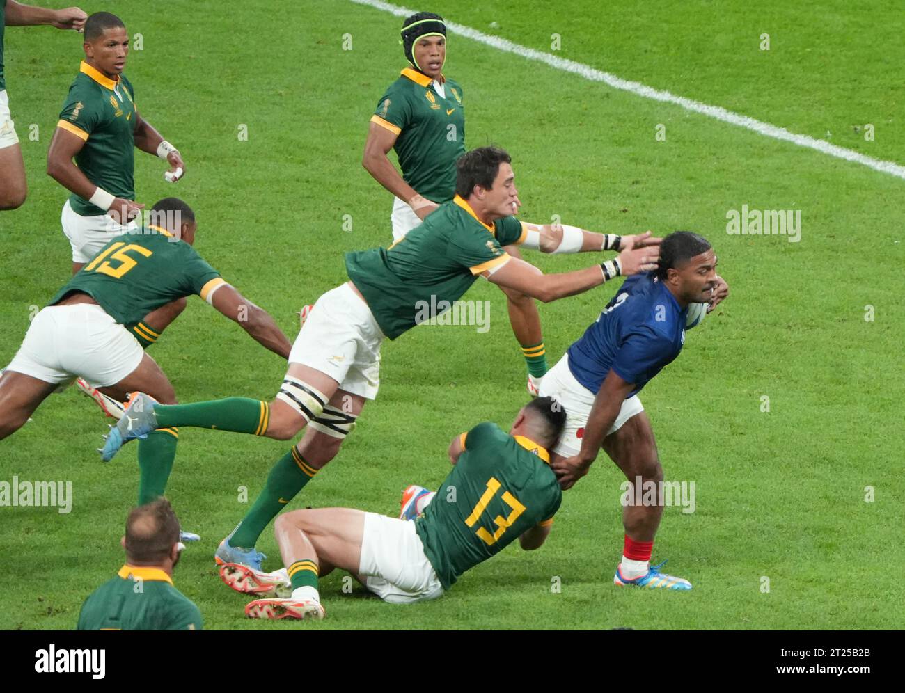 Peato Mauvaka de France lors de la coupe du monde 2023, match de rugby à XV en quart de finale ...