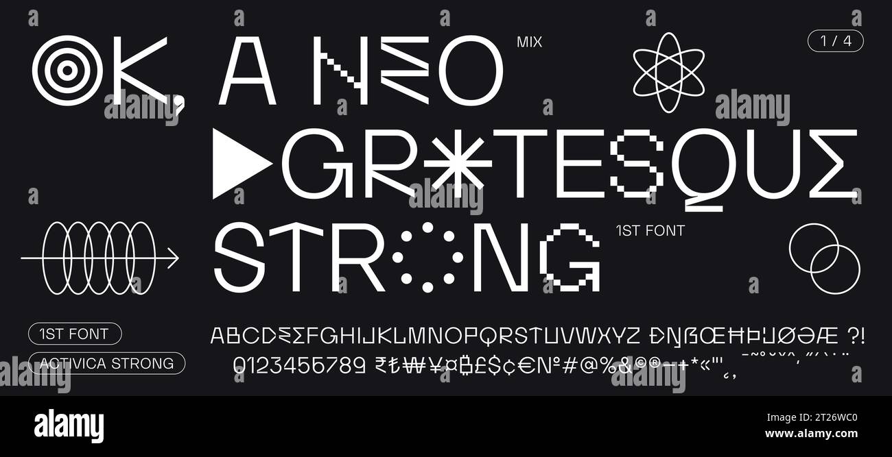 Alphabet et police de titre. Police néo grotesque sans serif avec ...