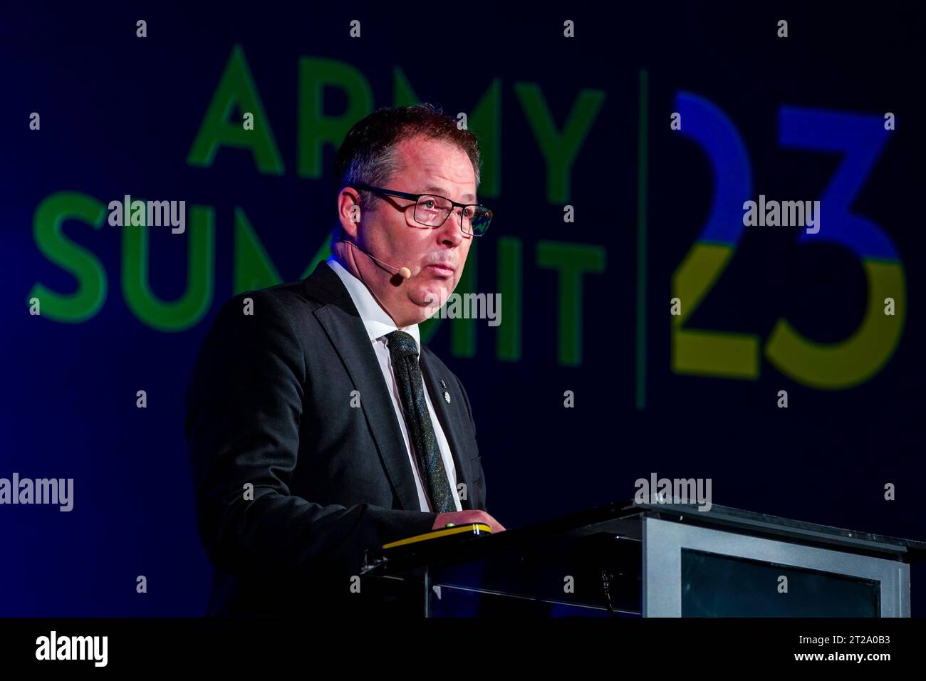 Oslo 20231018.le ministre de la Défense Bjorn Arild Gram (SP) lors du ...