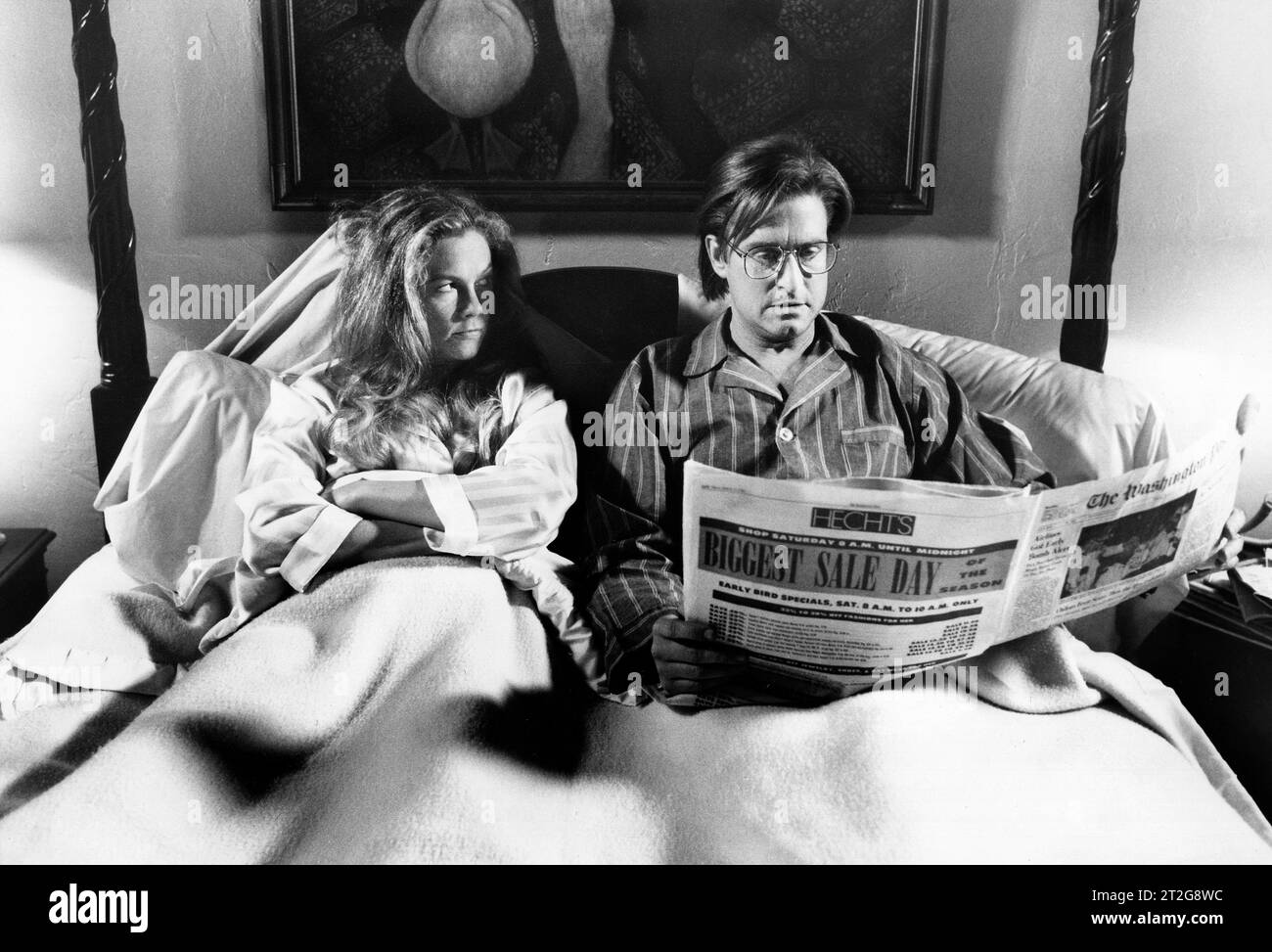 Michael douglas and kathleen turner Banque d'images noir et blanc - Alamy