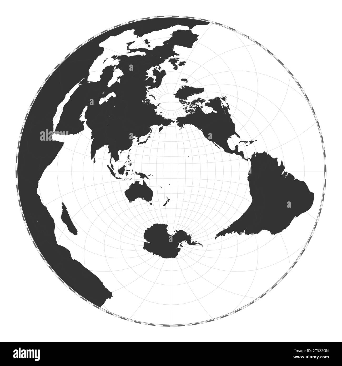 Carte du monde vectorielle. Projection azimutale à erreur minimale d ...