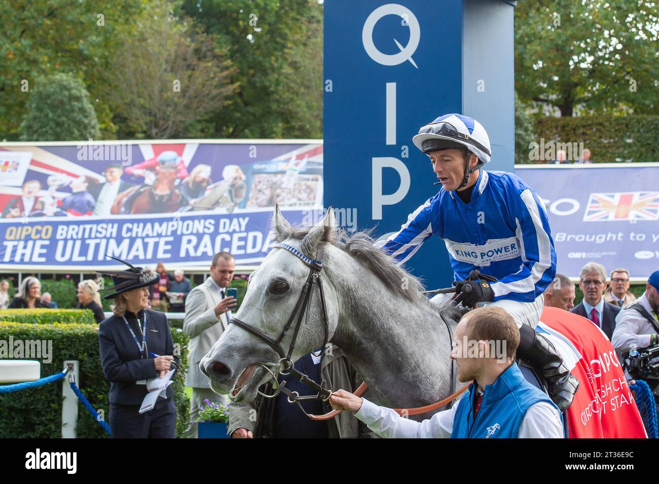 Ascot, Berkshire, Royaume-Uni. 21 octobre 2023. Cheval gris Art Power ...