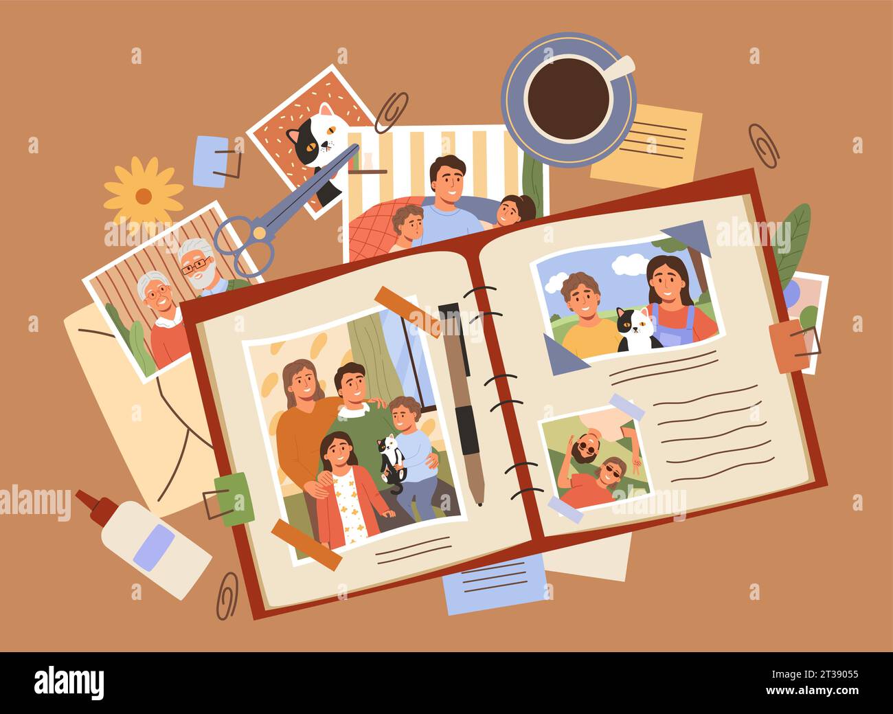 Histoire de la famille photo album Banque d'images vectorielles - Alamy