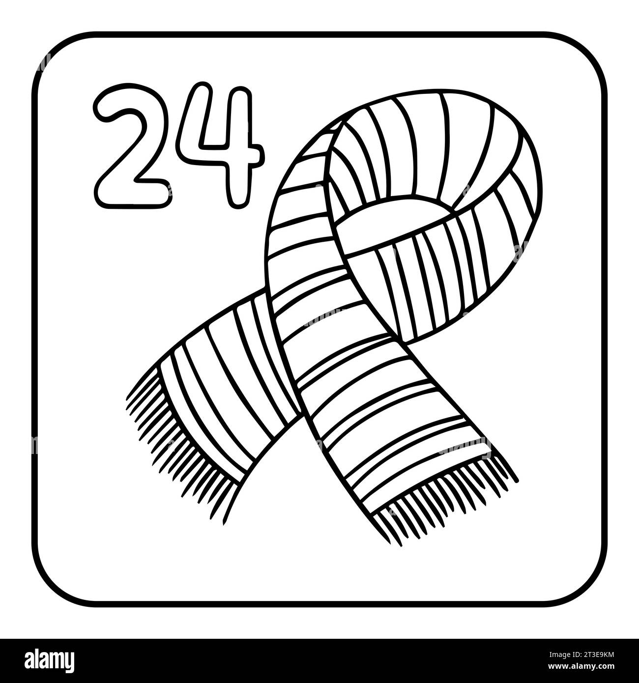 Calendrier de l'AVENT à colorier de Noël. Logo vectoriel dessiné à la ...