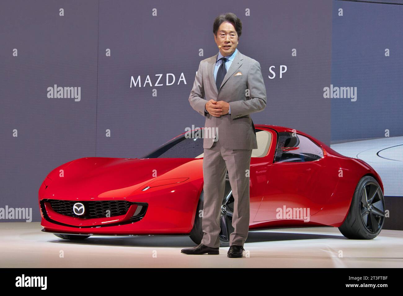 Tokyo, Japon. 25 octobre 2023. Président de Mazda Motor, Masahiro Moro intervient lors de la ...
