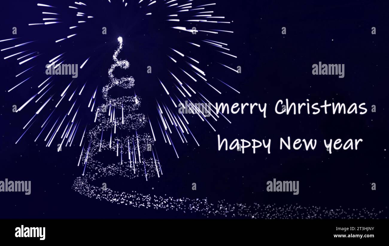 Joyeux Noël et joyeuses salutations du nouvel an. Feux d'artifice ...