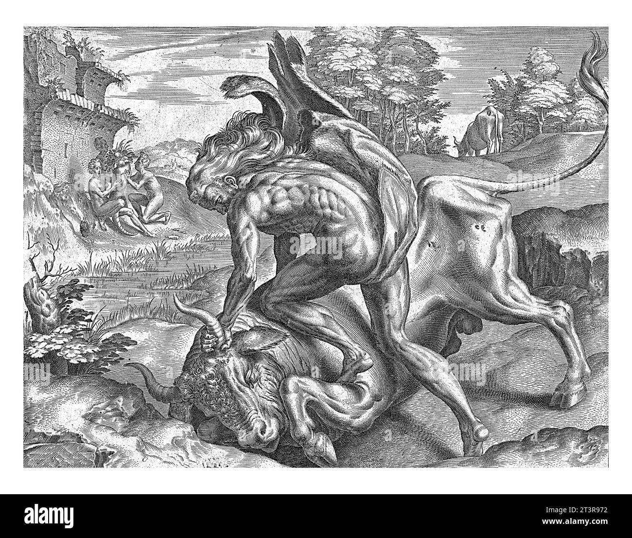 Hercules and achelous Banque d'images noir et blanc - Alamy