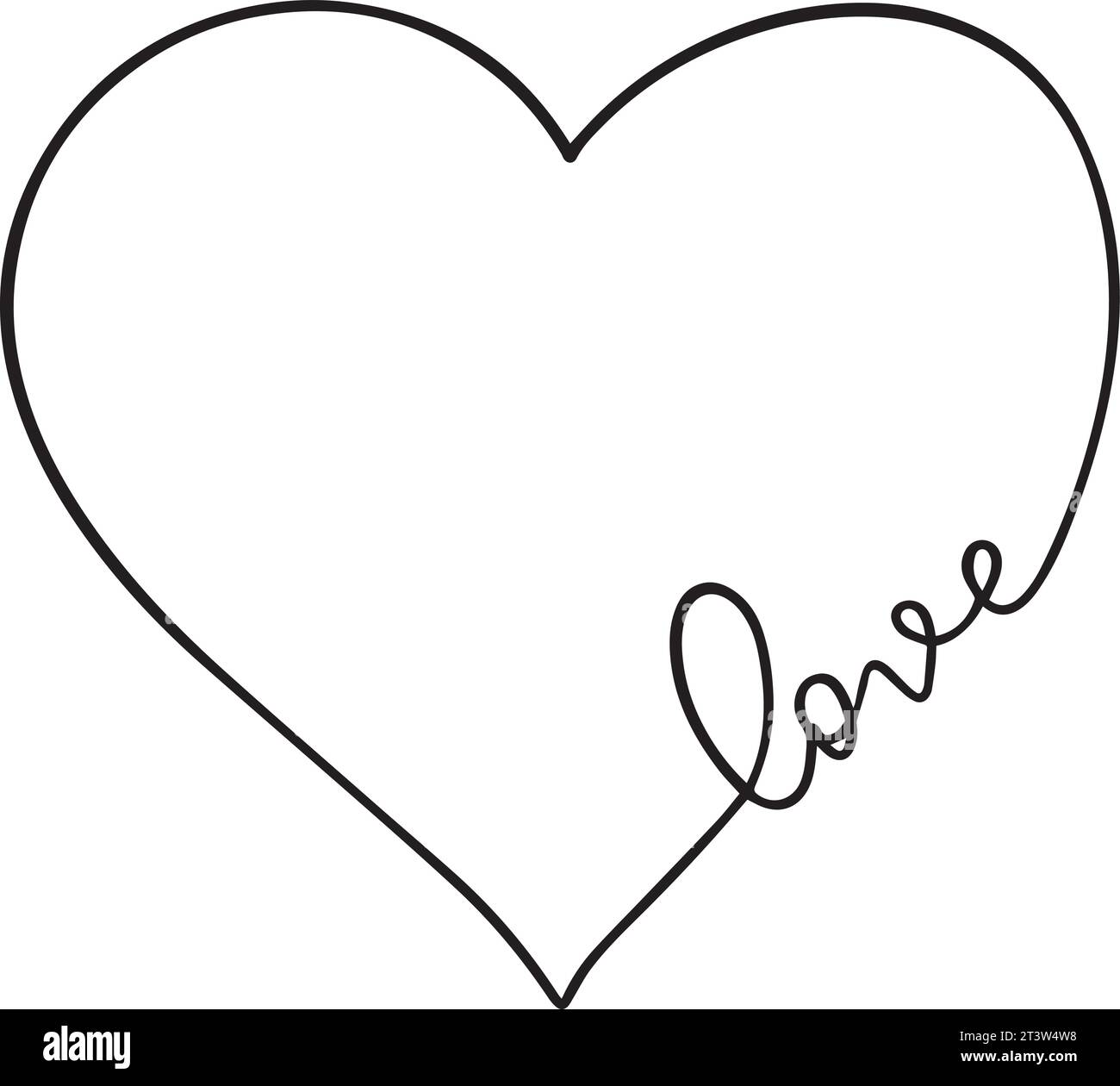 Cœur. Symbole d'amour abstrait. Illustration vectorielle de dessin au trait continu Image ...