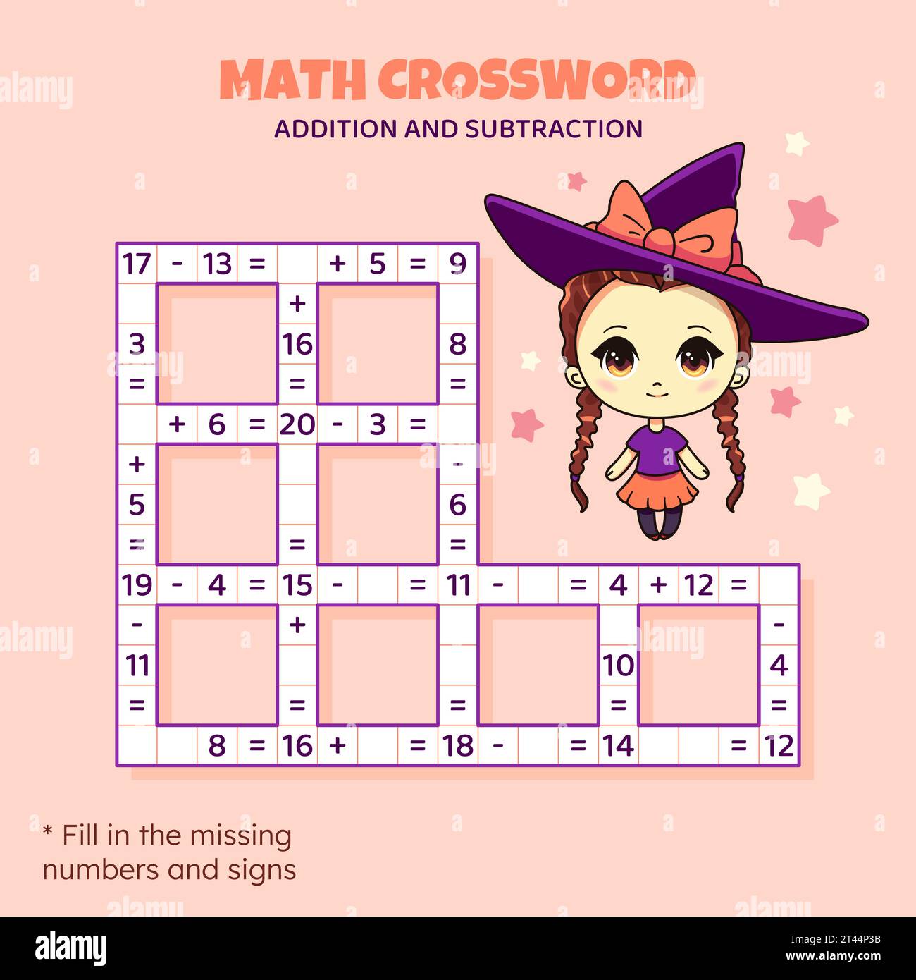 Puzzle Math Crossword. Addition et soustraction Image Vectorielle Stock ...