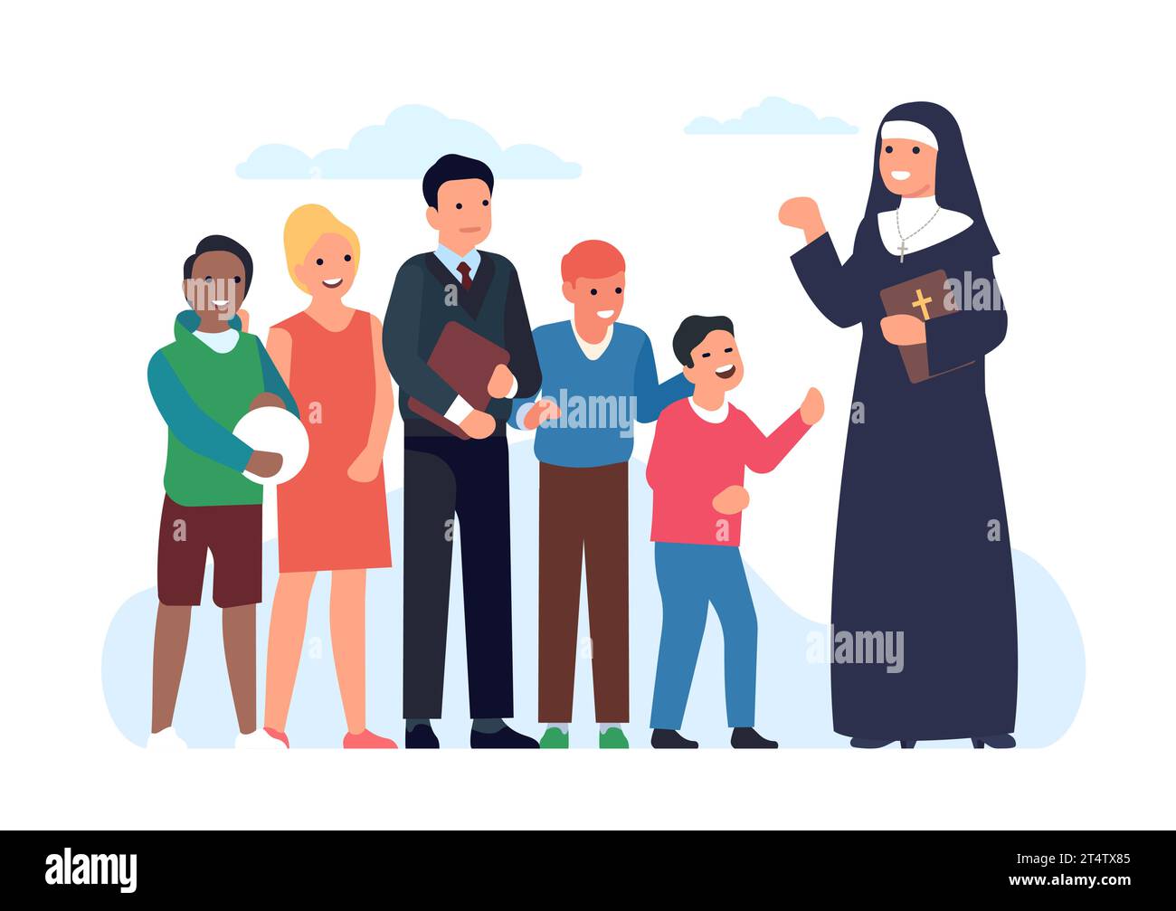Religieuse avec enfants Banque d'images vectorielles - Alamy