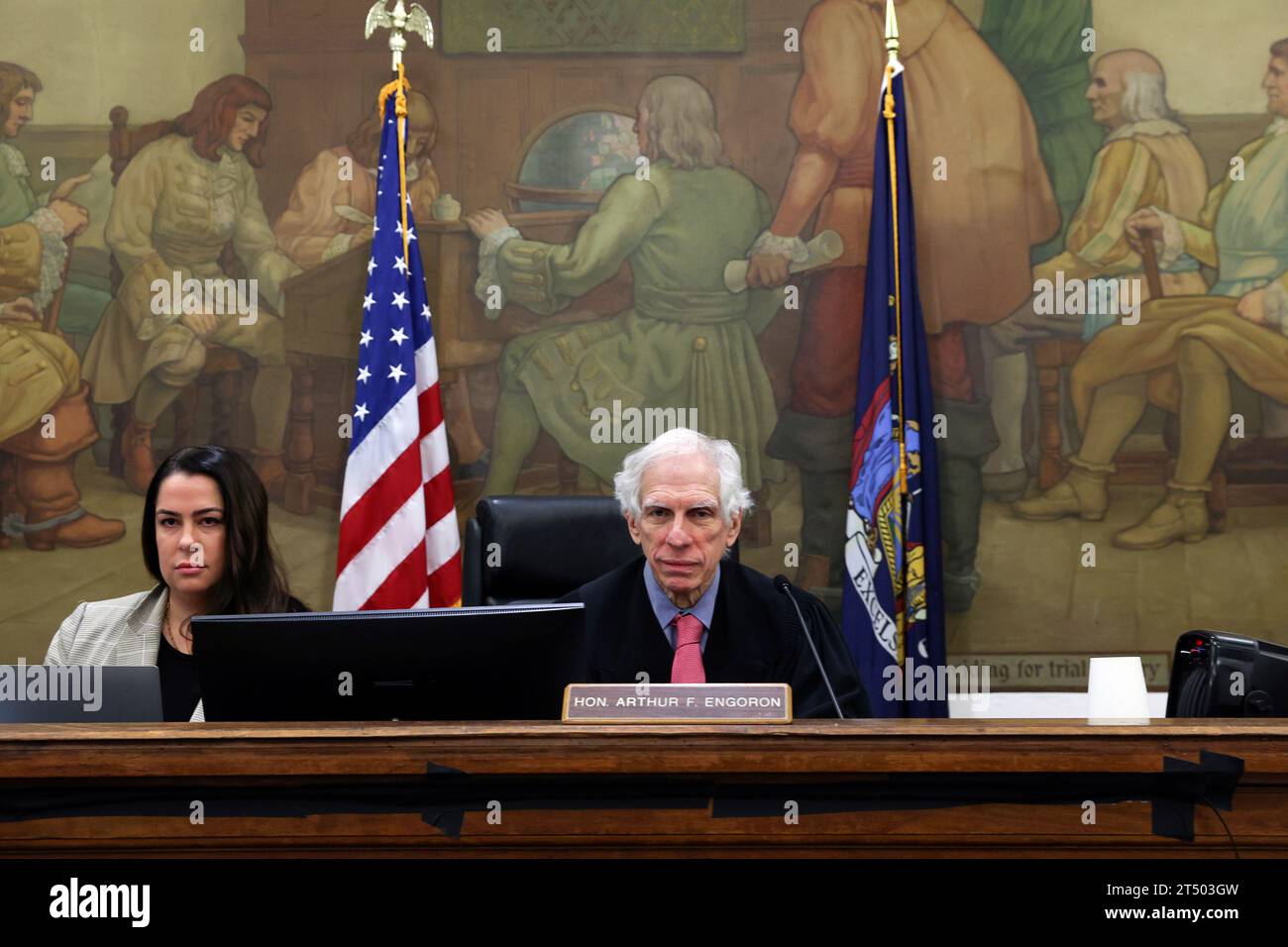 Judge Arthur F. Engoron presides during former President Donald Trump's ...