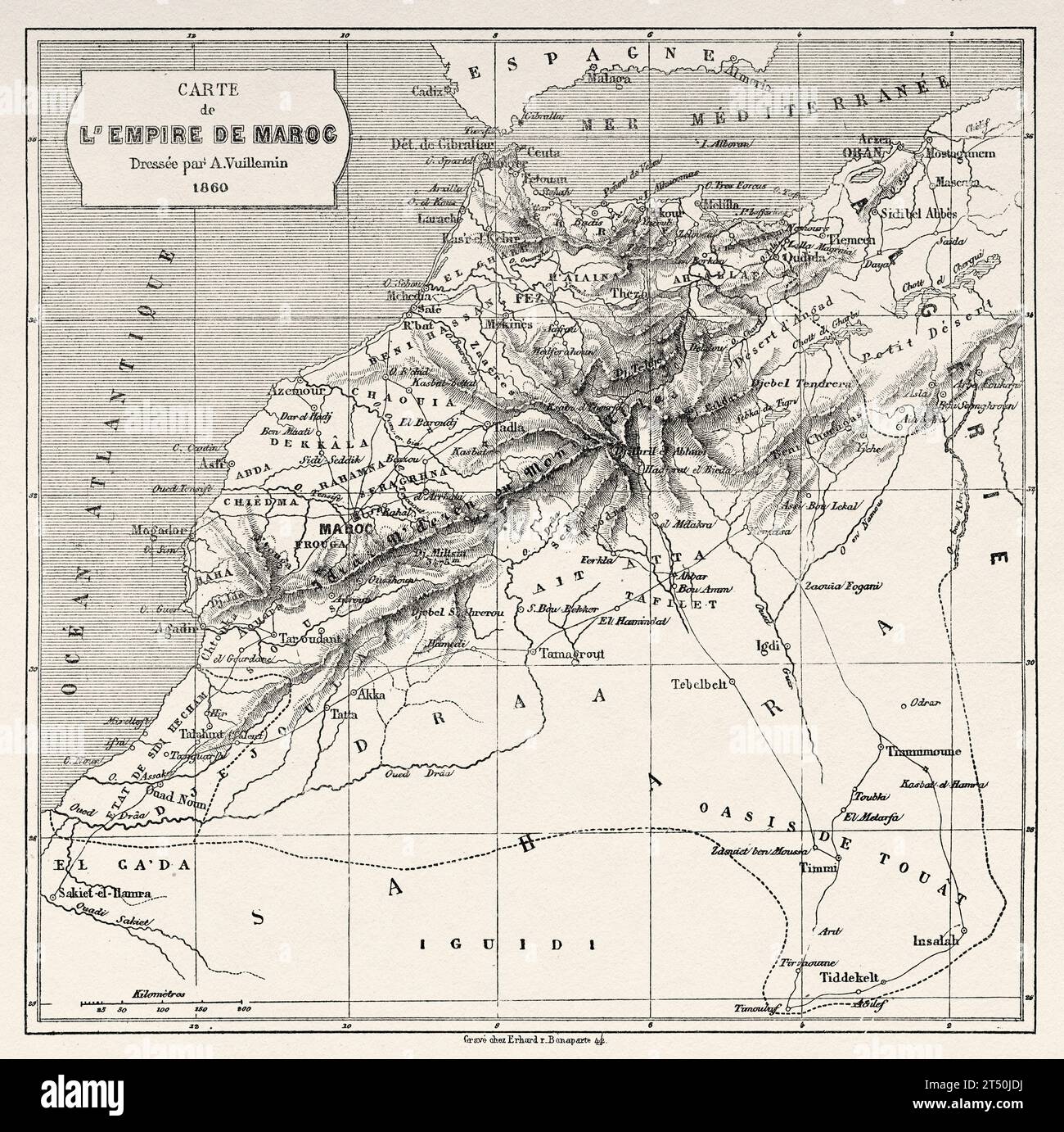 Carte géographique de l'empire du Maroc en 1860. Afrique. Voyages au ...