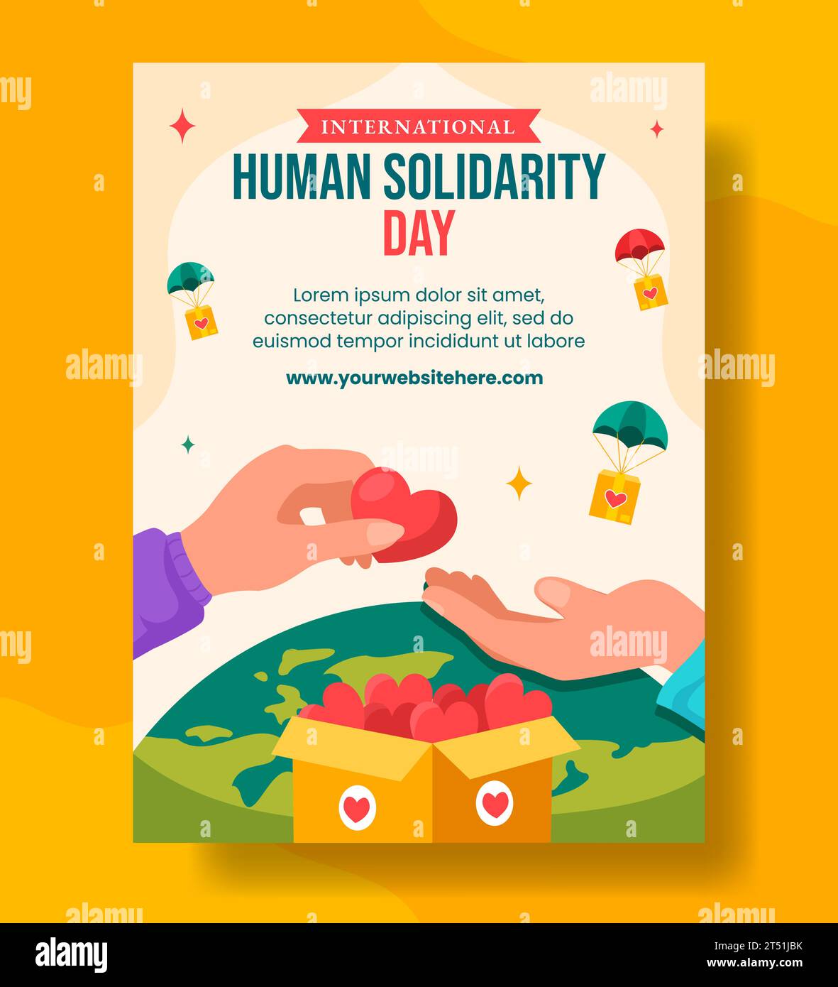 Journée de la solidarité humaine Poster vertical Flat Cartoon Hand ...