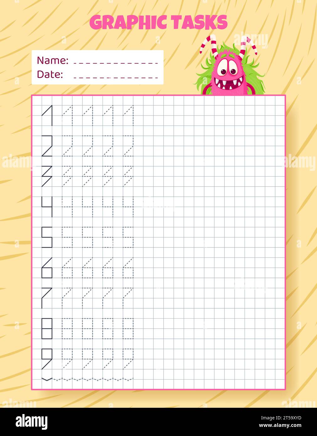 Tâches graphiques par cellules. Jeu éducatif pour les enfants Image ...