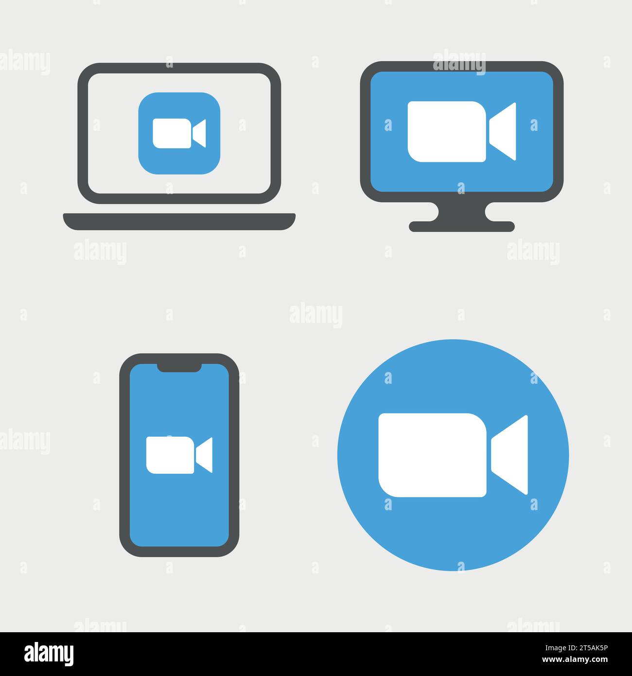 Icônes bleues de la caméra : application de diffusion multimédia en ...