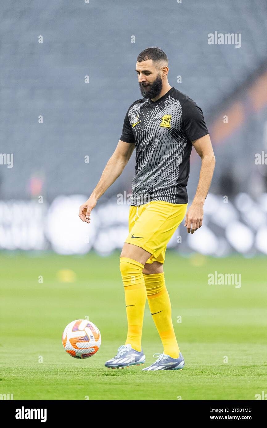Karim Benzema d'Al Ittihad FC lors de leur match jour 12 de la SAFF ...