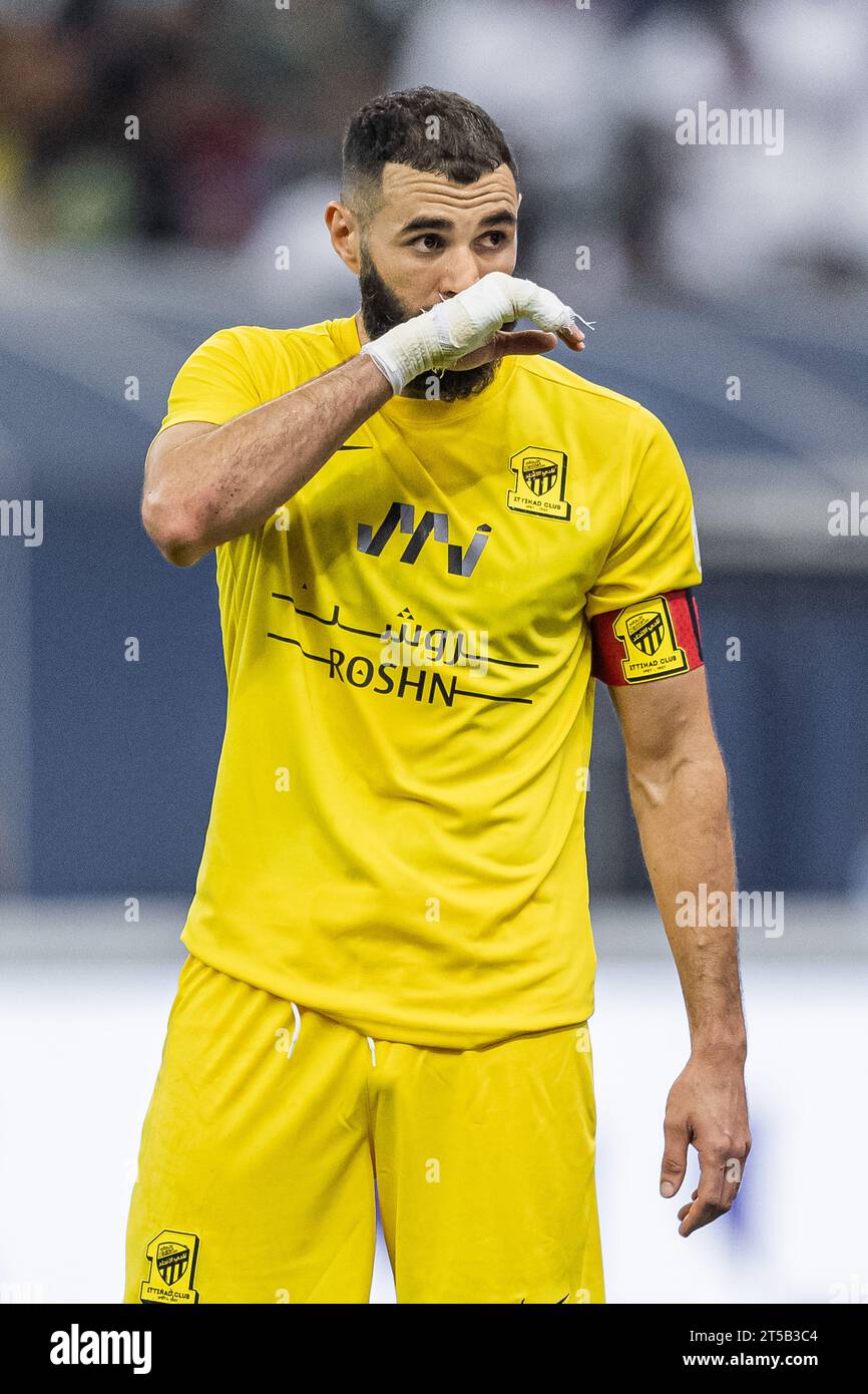 Karim Benzema d'Al Ittihad FC lors de leur match jour 12 de la SAFF ...