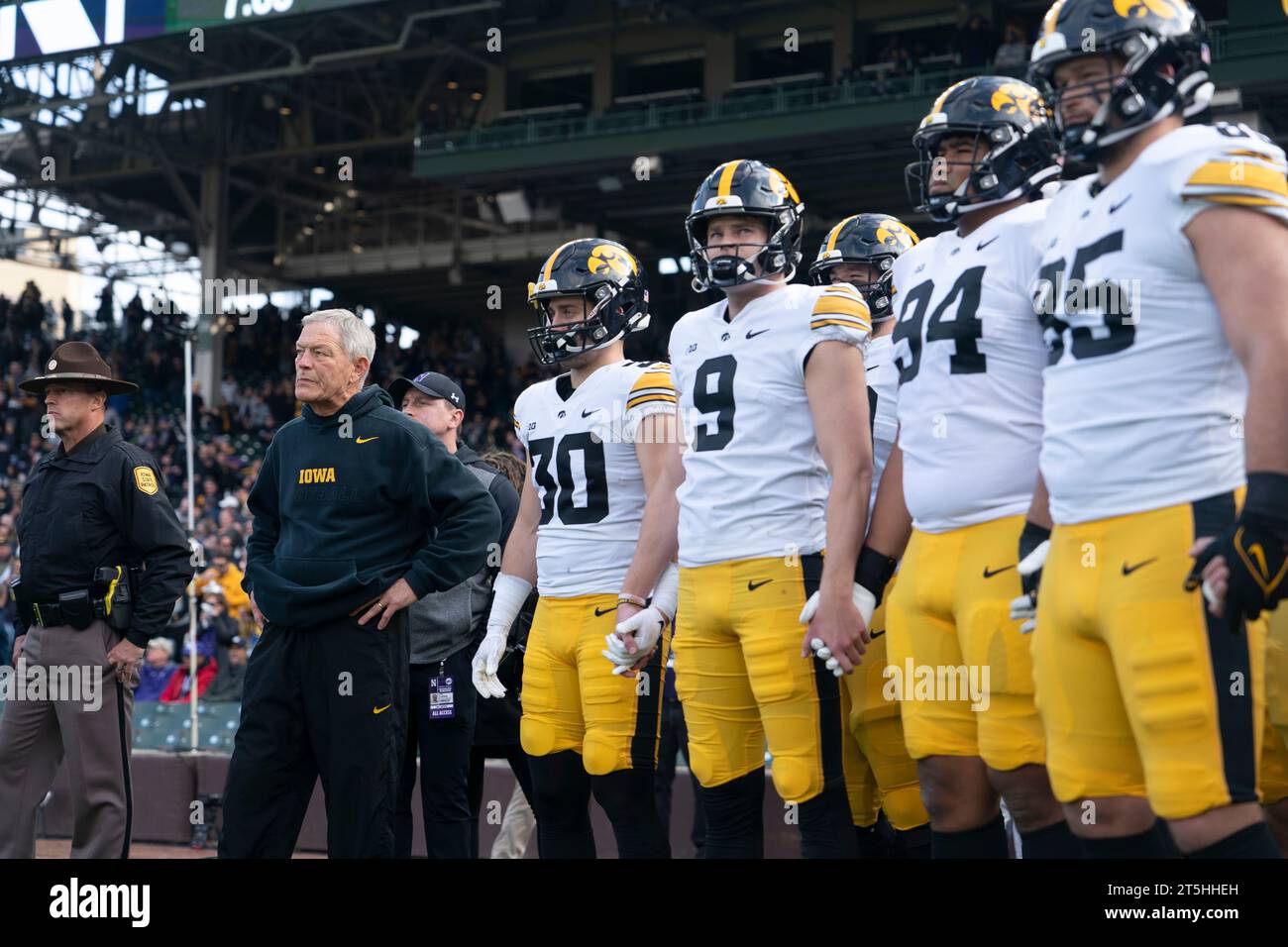 CHICAGO, IL - NOVEMBER 04: Iowa Hawkeyes head coach Kirk Ferentz stands ...