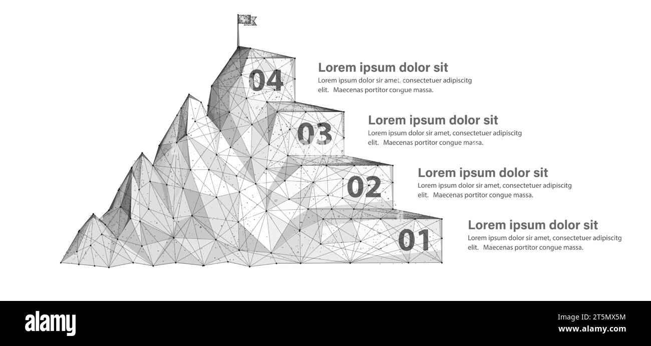 Infographie avec 4 étapes. Montagne numérique. Guide étape par étape de ...