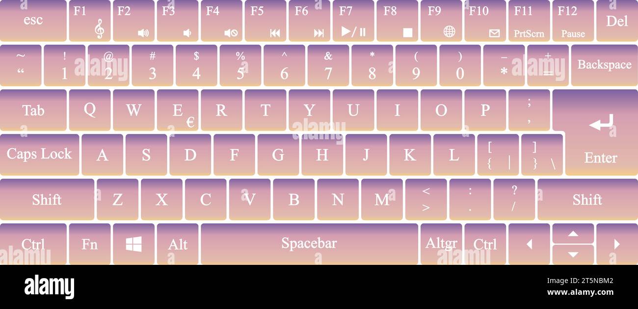 Vector Modern qwerty Keyboard Layout Stencil Cut. Fond dégradé Image ...