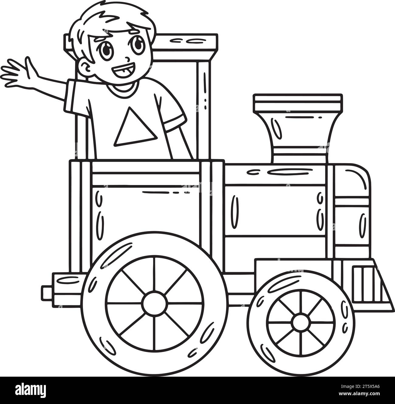 Page De Coloriage Isolée De Lenfant Du Cirque Dans Le Train Image