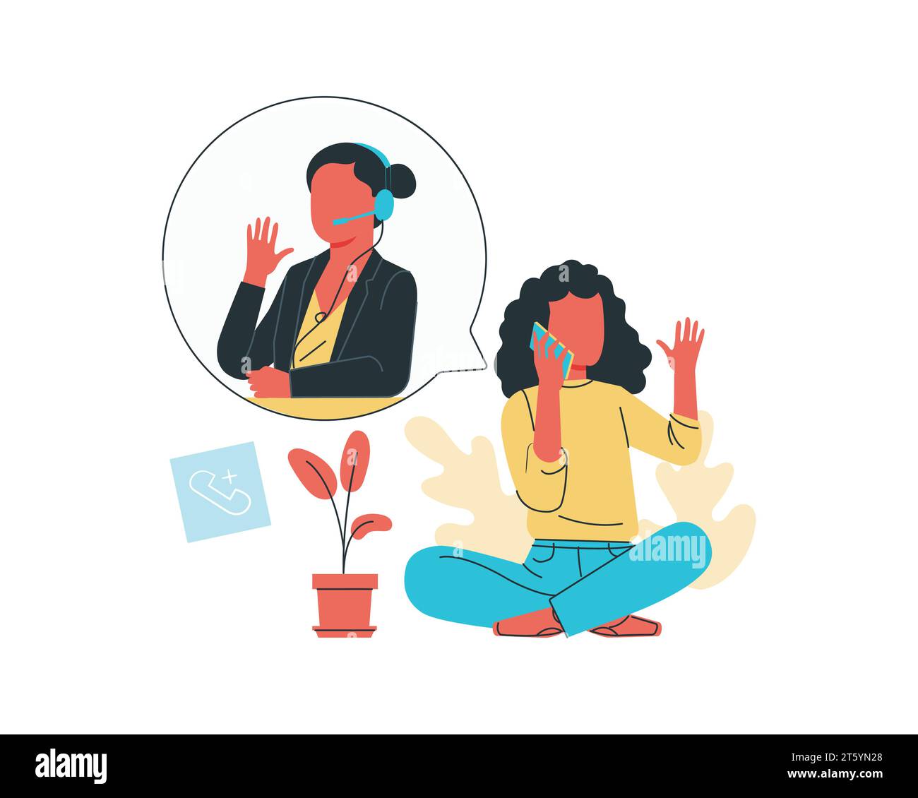 Femme parlant sur smartphone Banque d'images vectorielles - Alamy