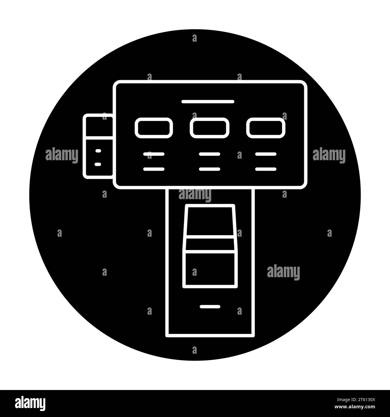 Icône de la ligne noire de l'enregistrement de l'hôtel. Machine en ...