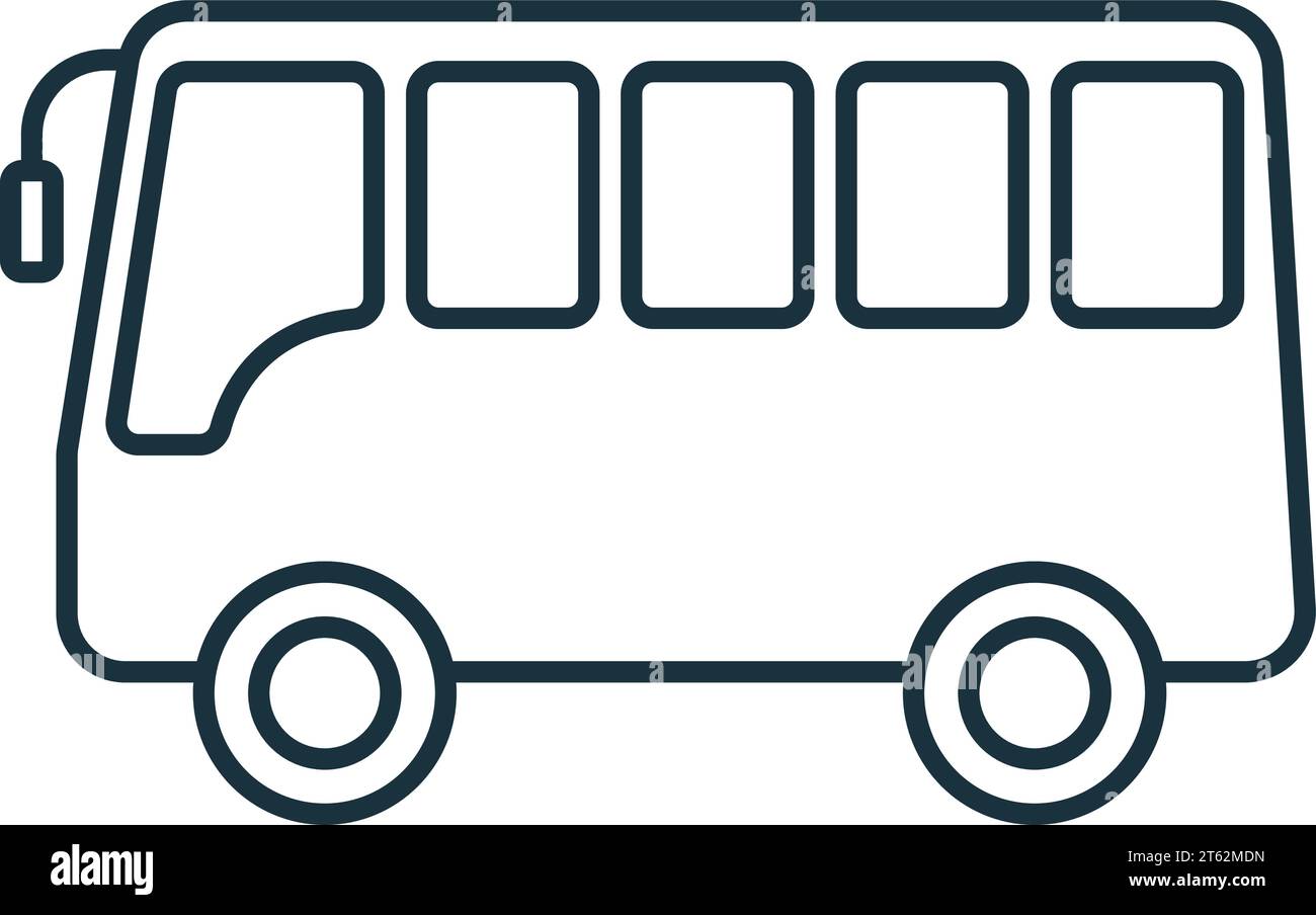 Icône de contour de bus. Panneau simple monochrome de la collection ...