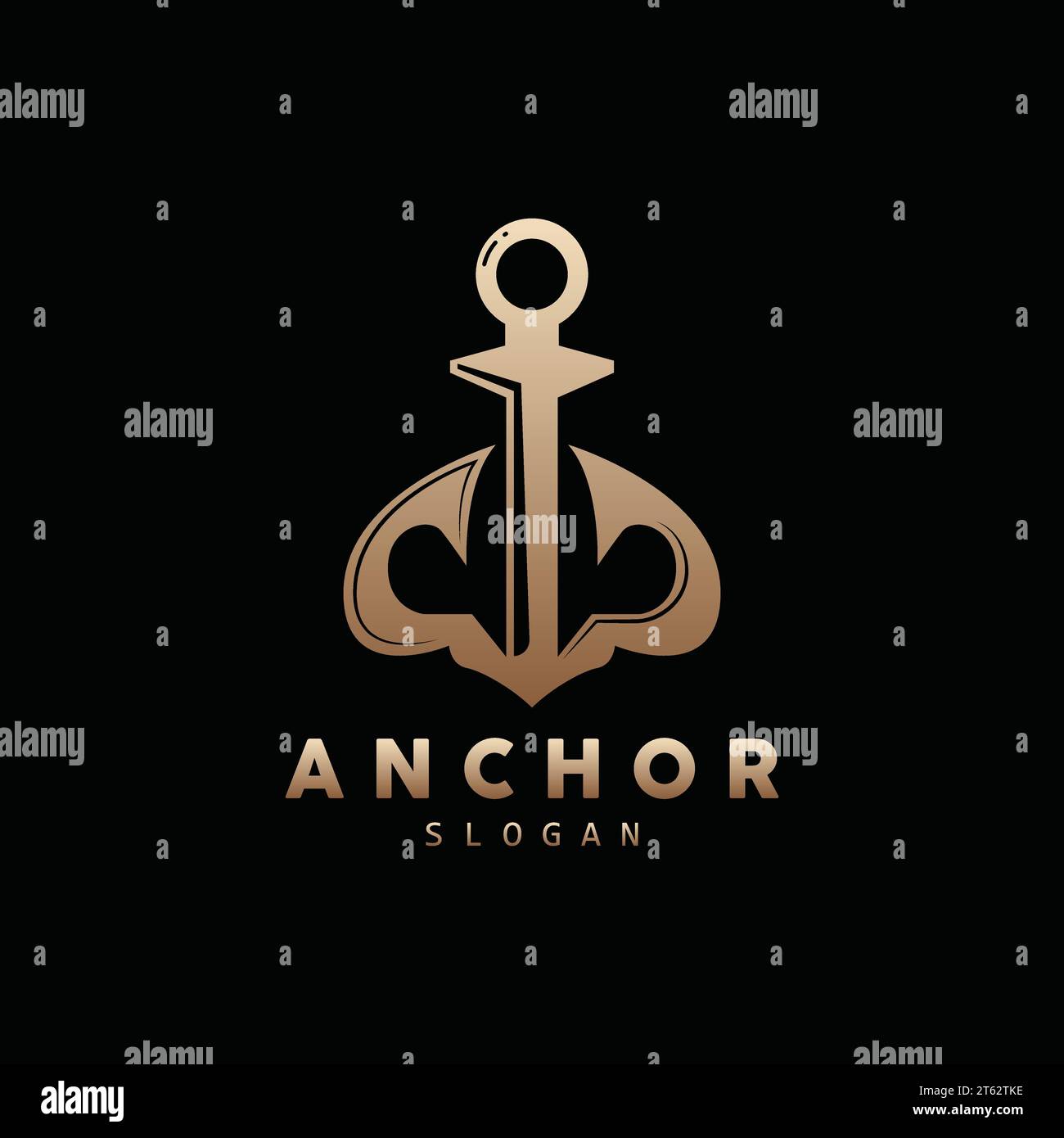 Logo d'ancre, Ocean Ship Vector, Design minimaliste simple, icône d ...