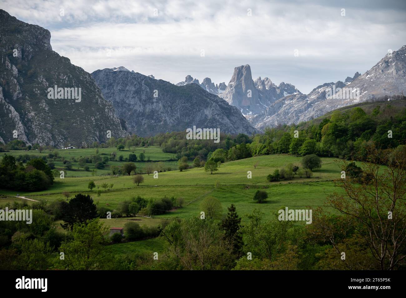 Vue panoramique sur Naranjo de Bulnes ou PICU Urriellu, pic calcaire ...