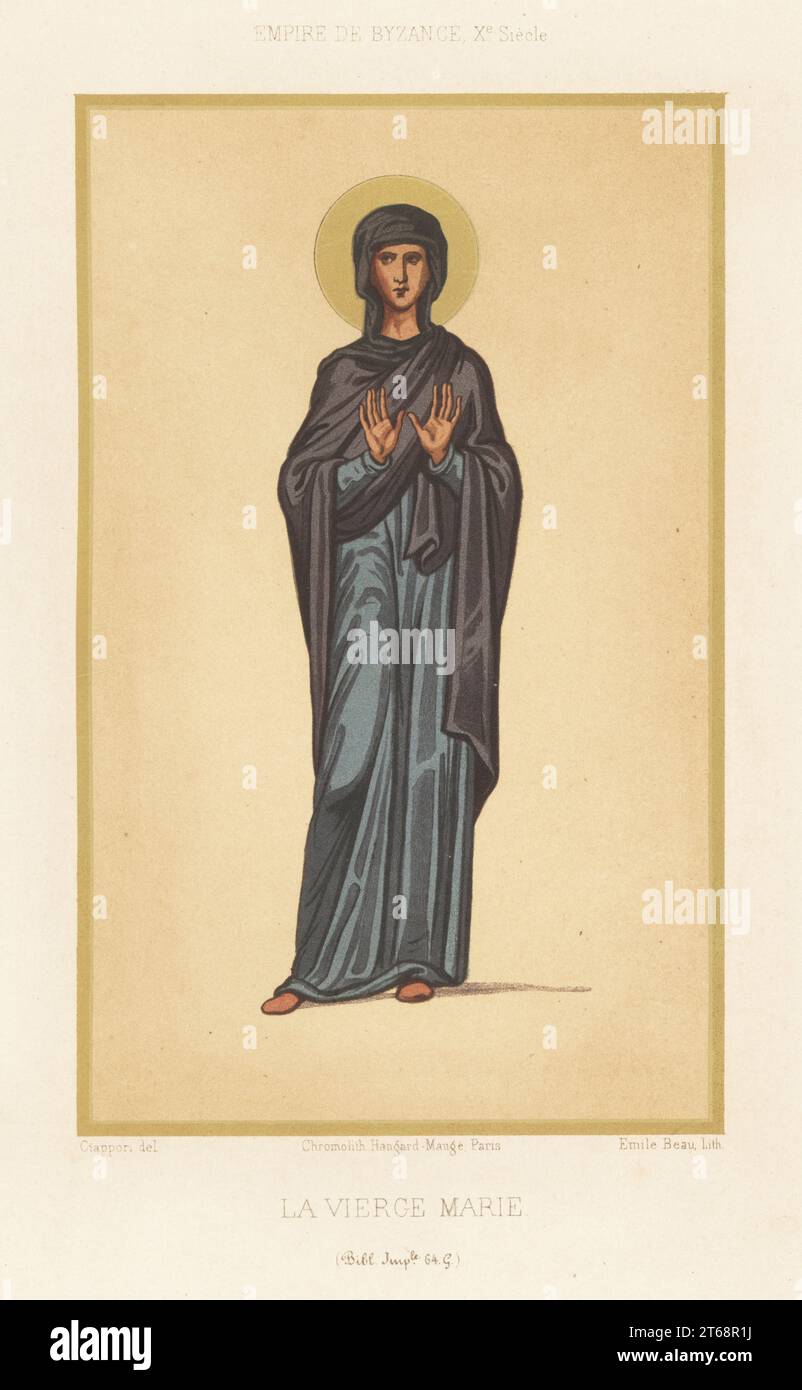 La Vierge Marie en costume de l'Empire byzantin, 10e siècle. La Vierge ...