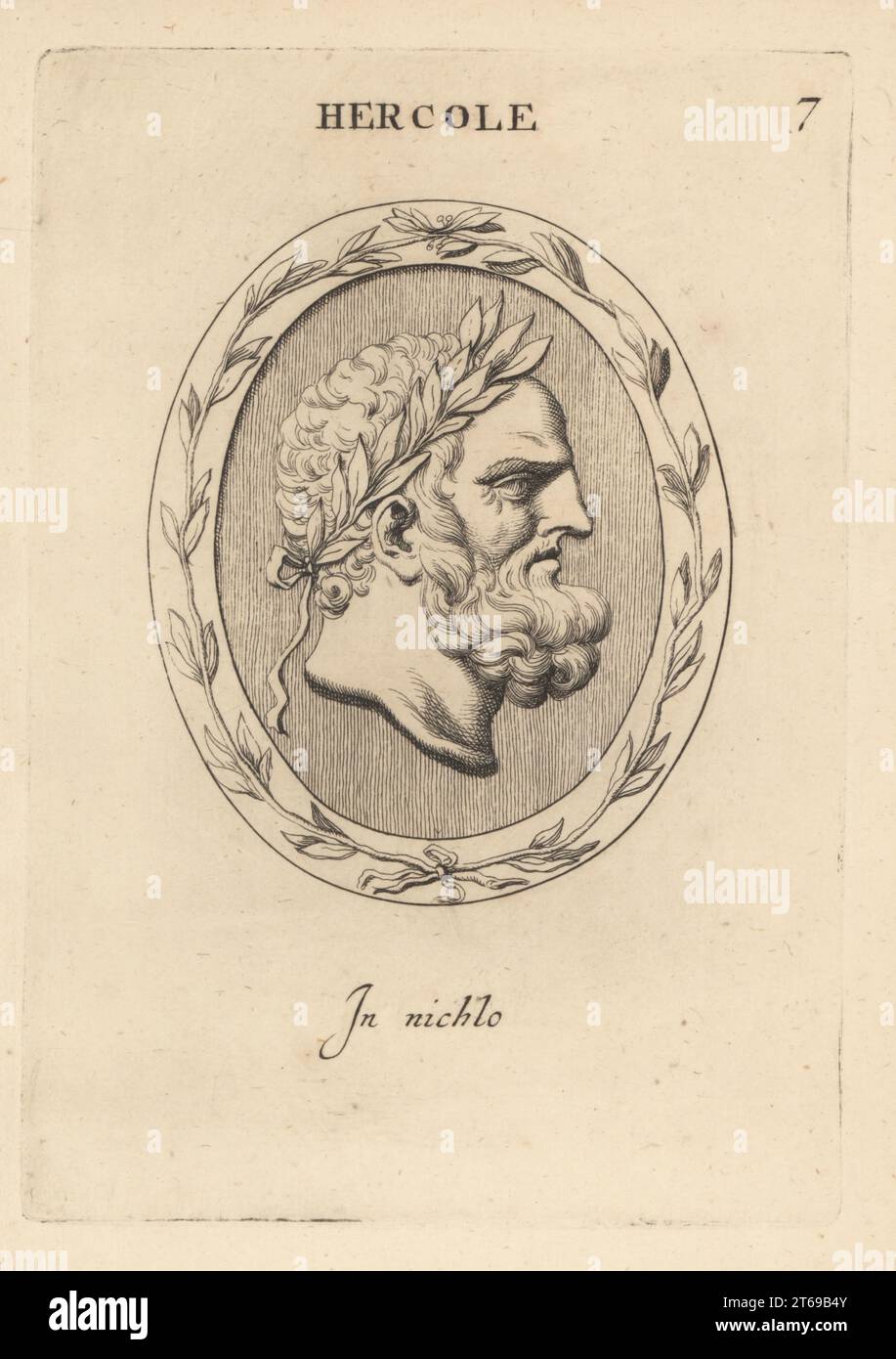Buste d'Hercules barbu avec couronne de Laurier. À nicolo. Hercole ...