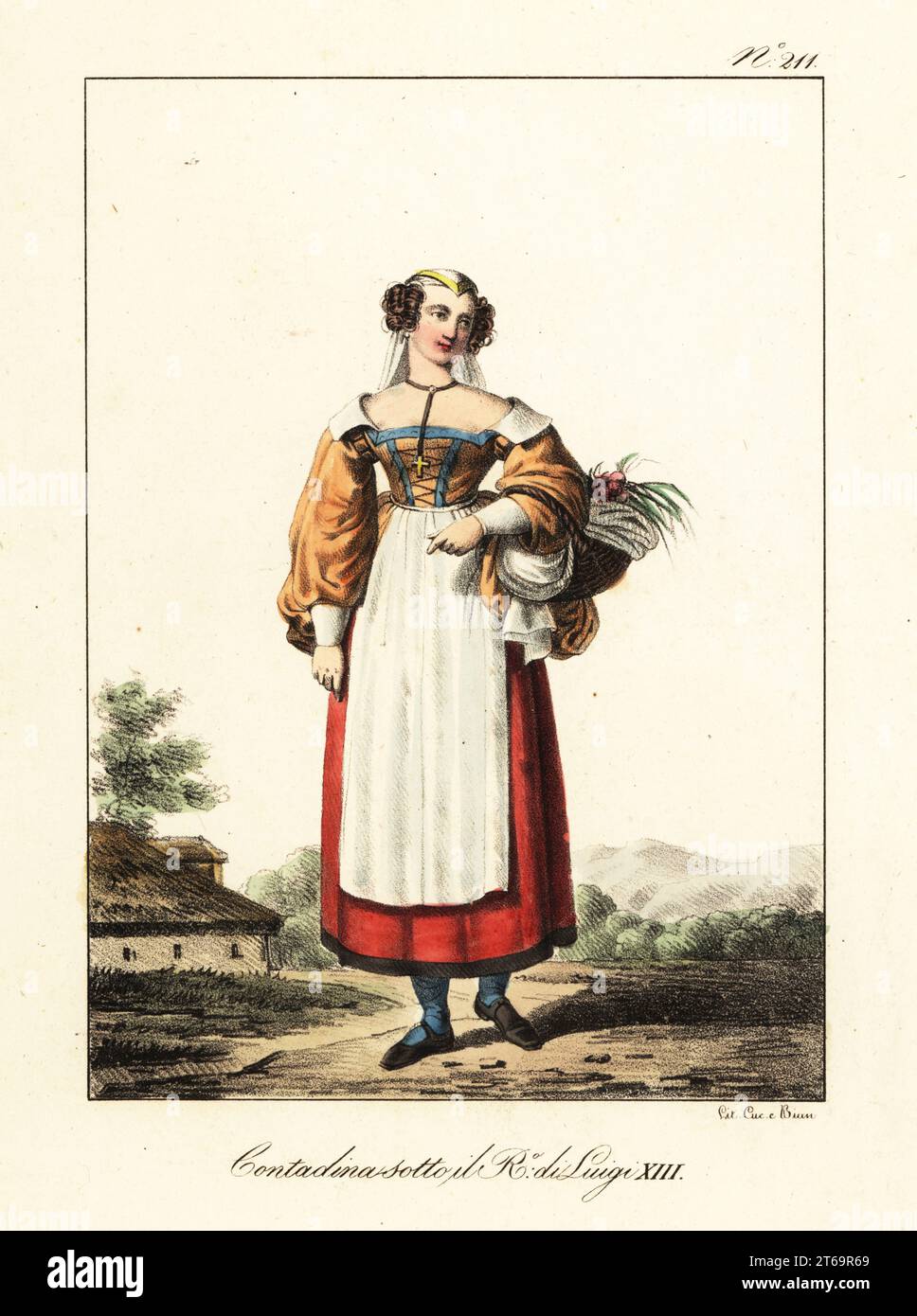 Costume d'un paysan français, 17e siècle. En casquette et voile ...