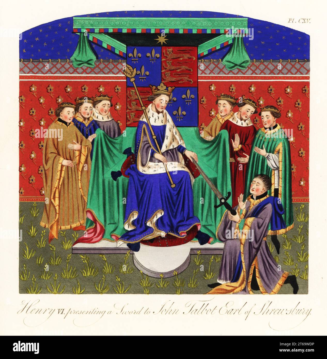 Le roi Henri VI d'Angleterre présente une épée à John Talbot, 1er comte ...