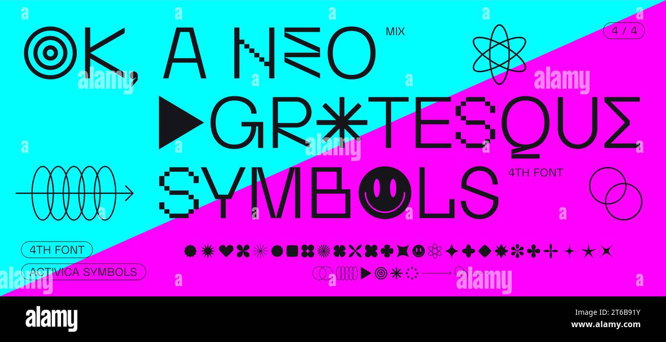 Alphabet de titre alphabet néo grotesque sans serif avec éléments ...