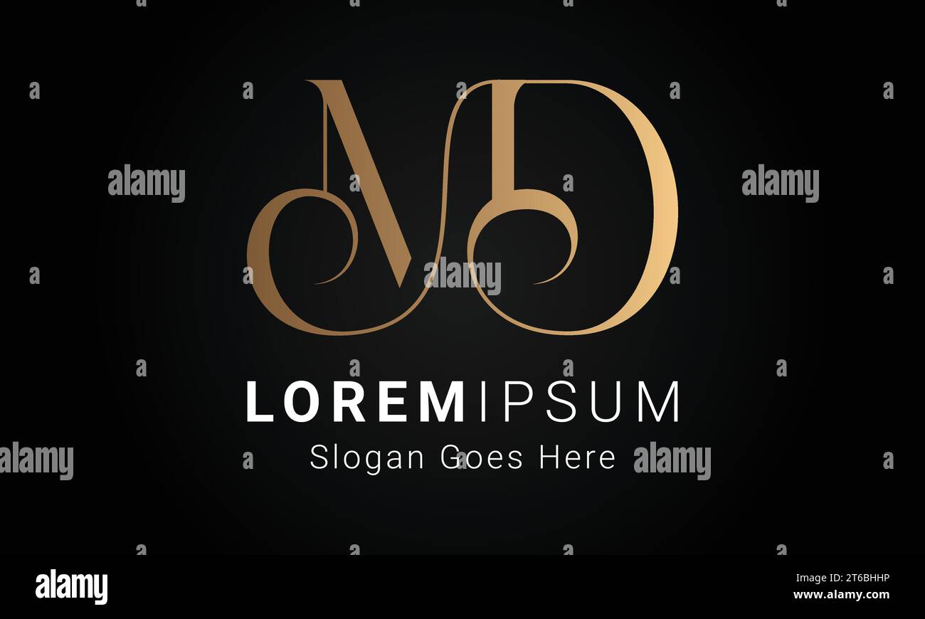 Design original de luxe de lettre de texte MD ou DM Monogram Image ...