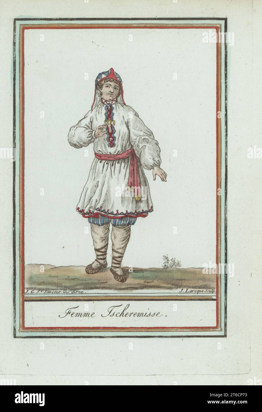 Femme du peuple mari (Cheremisa ou Cheremis) de Russie. En bonnet d ...