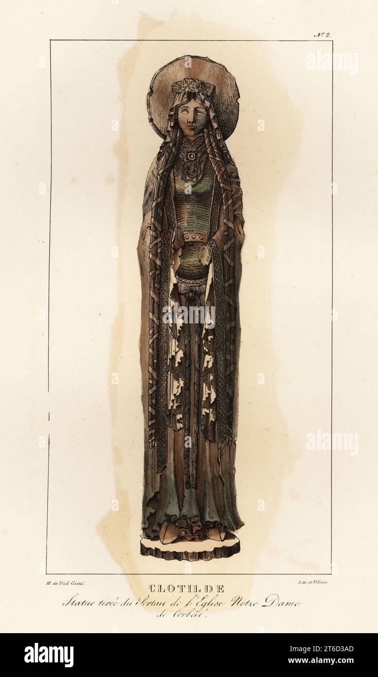 Lithographie de vilain dans une statue a notre dame de corbeil Banque ...