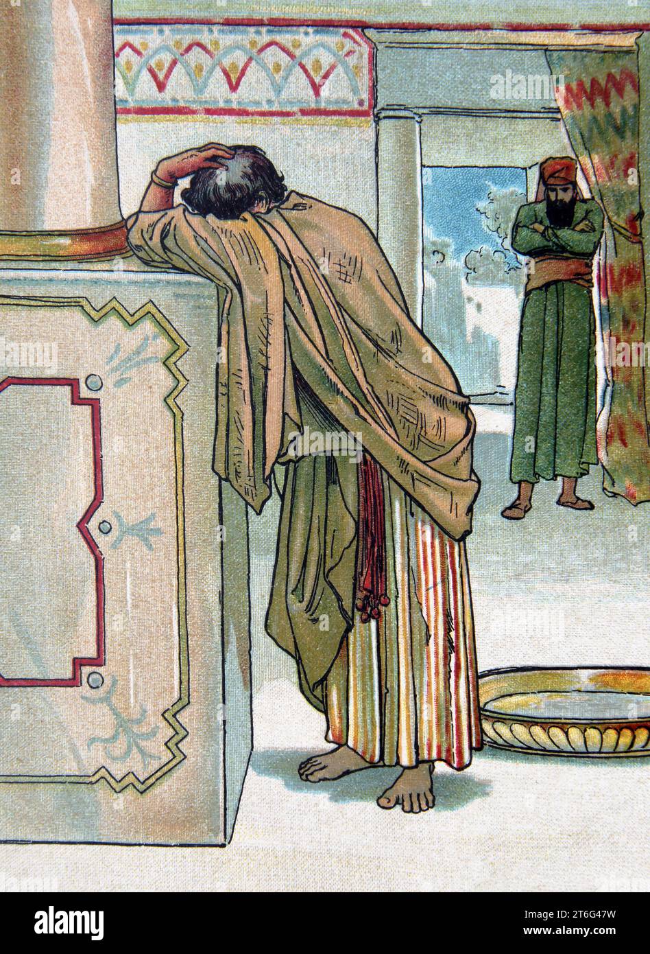 Illustration du roi David en deuil de la mort de son fils Absalom après ...