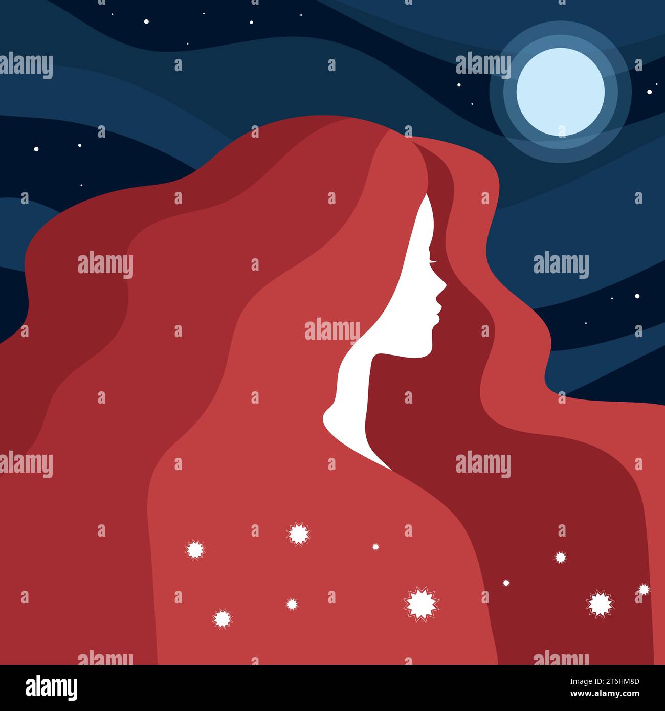 Jeune fille rousse bouclée Banque d'images vectorielles - Alamy