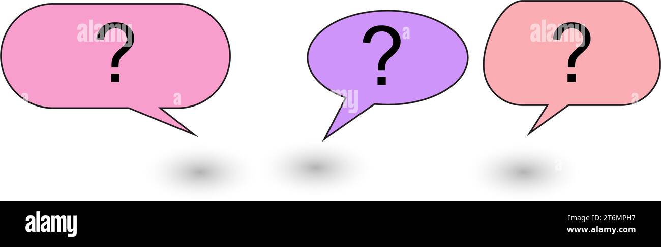 Trois bulles de discours avec des points d'interrogation. illustration ...