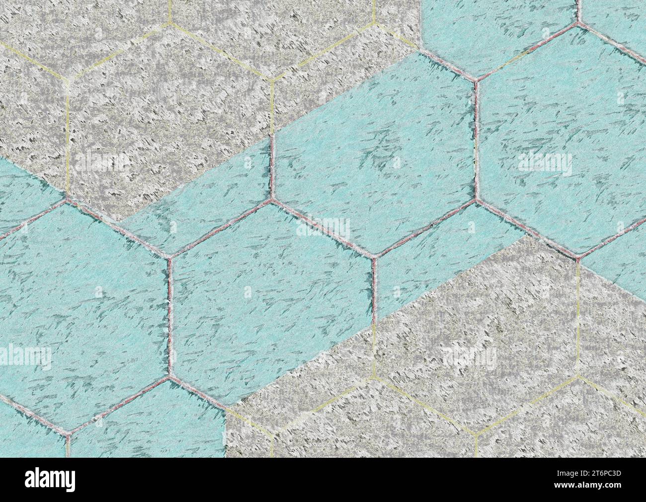 Grande image de cellules régulières avec relief et tuiles bleues avec ...
