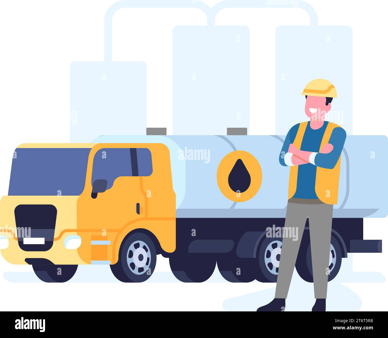 Industrie pétrolière. Transport d'essence. Camion avec citerne ...