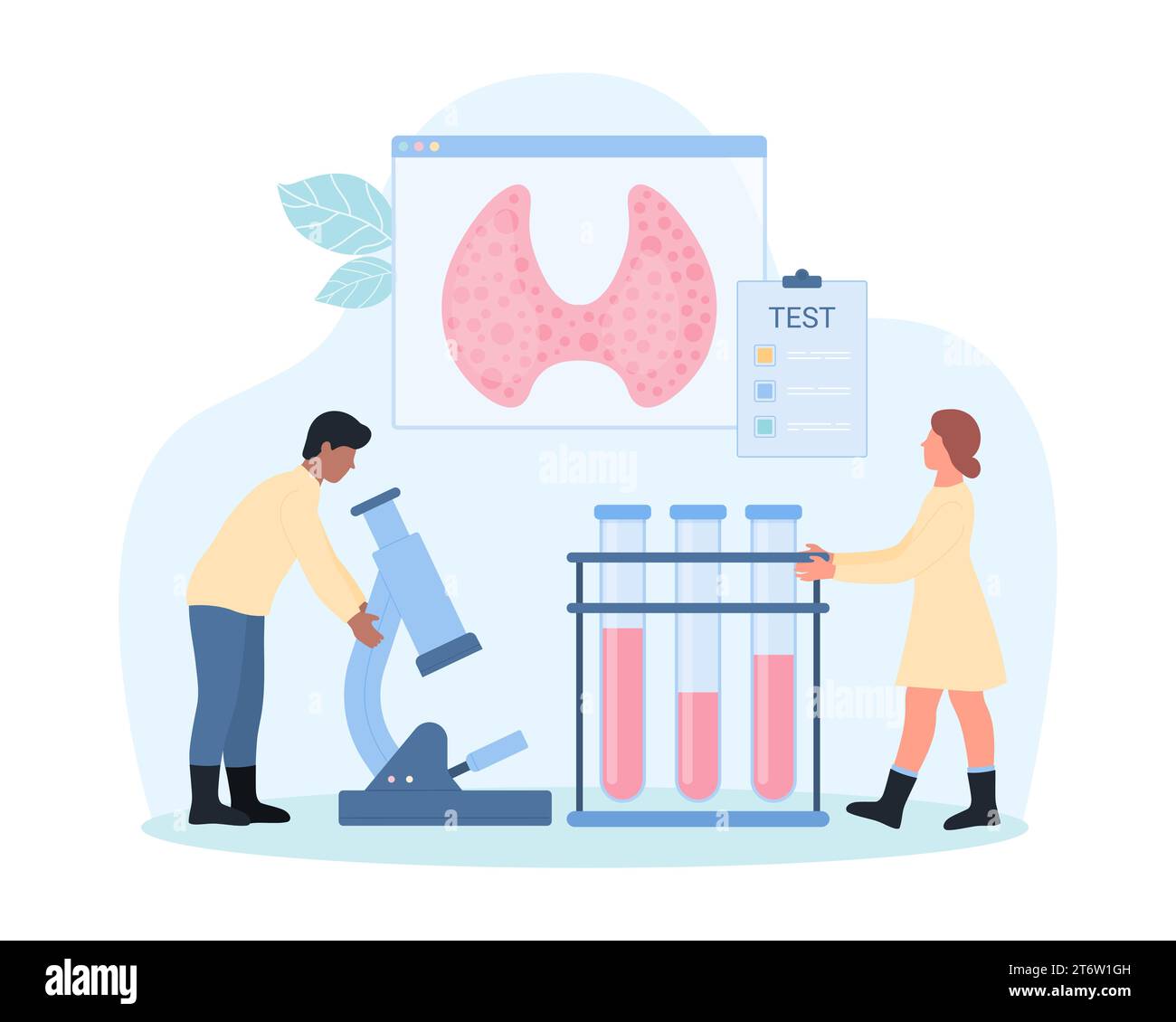 Bilan de santé thyroïdien, illustration vectorielle d'examen ...