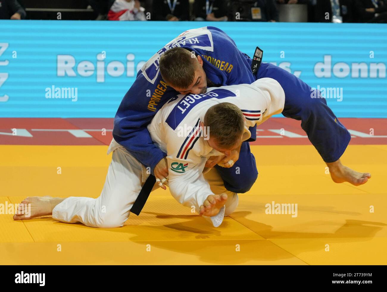 Axel Clerget de France et David Klammert de République Tchèque 1e manche - 90 KG hommes lors des ...